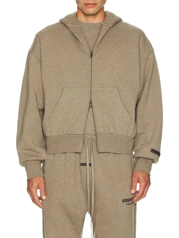 Fear Of God Classic Fit Fleece Zip Up Hoodie - Homestead Heather