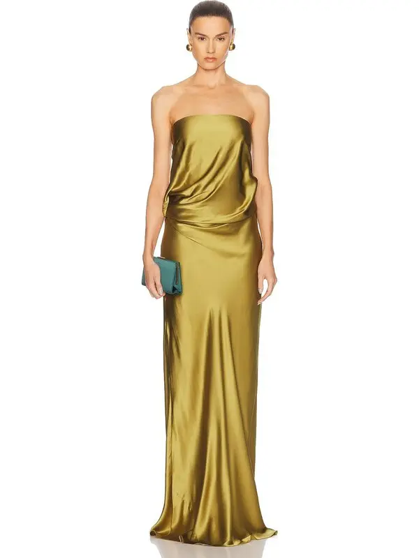 THE SEI Draped Strapless Gown - Antique Gold