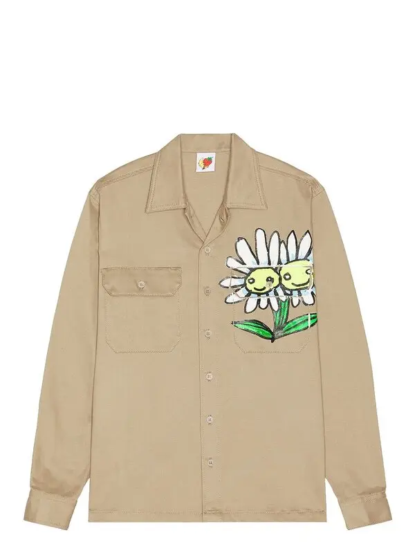 SKY HIGH FARM WORKWEAR Daisy Workshirt In Brown - Sand