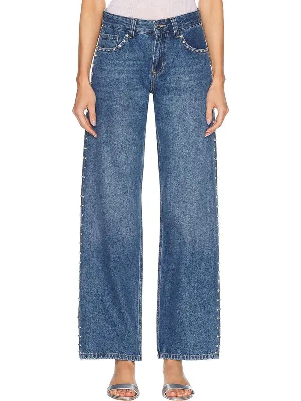 Sandy Liang Updo Straight Leg Jeans - Medium Blue