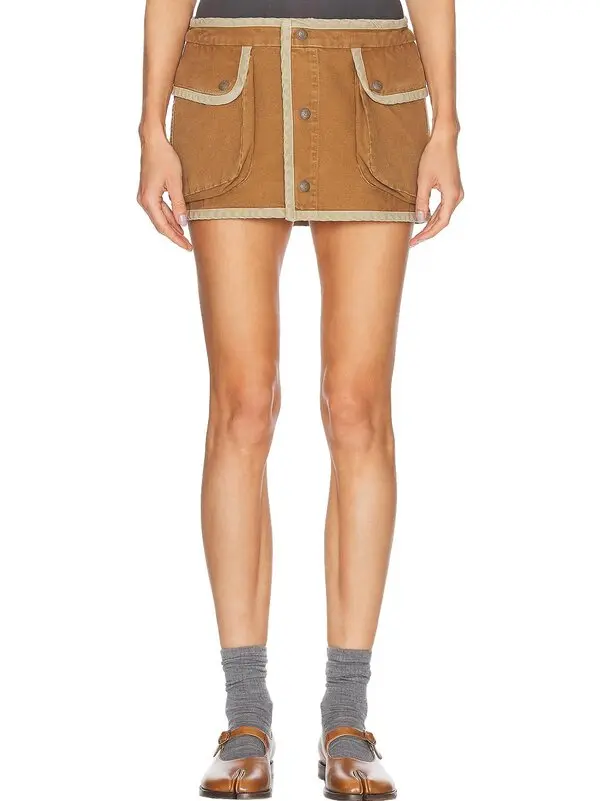 R13 Layered Skort - Light Brown & Khaki