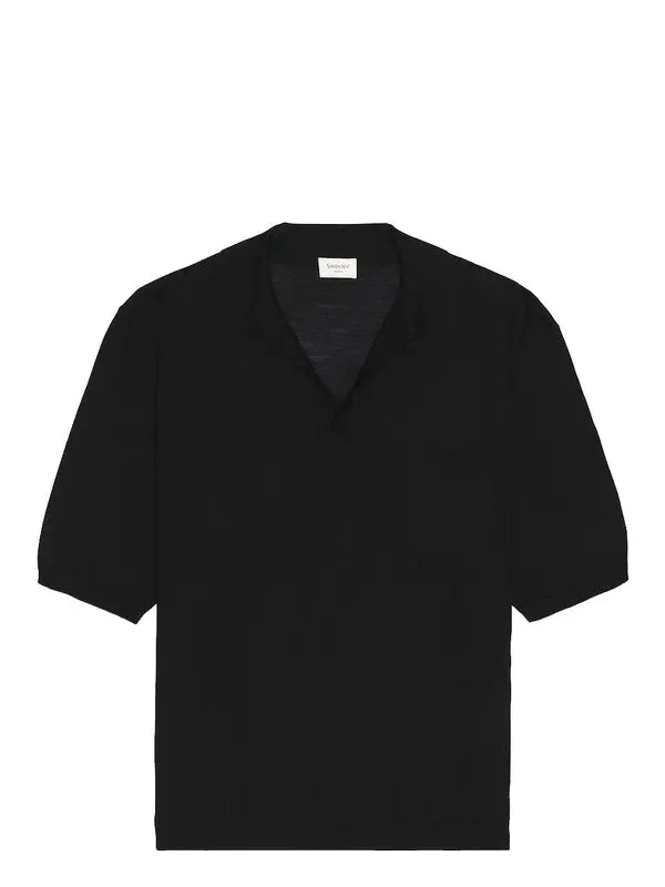 Saint Laurent Short Sleeve Polo Sweater - Black