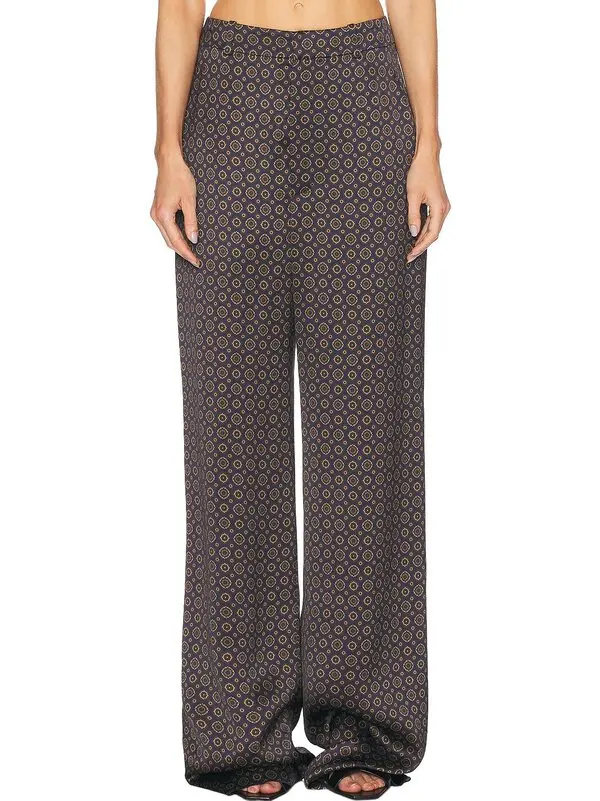 Saint Laurent Wide Leg Pant - Navy Dark Brown