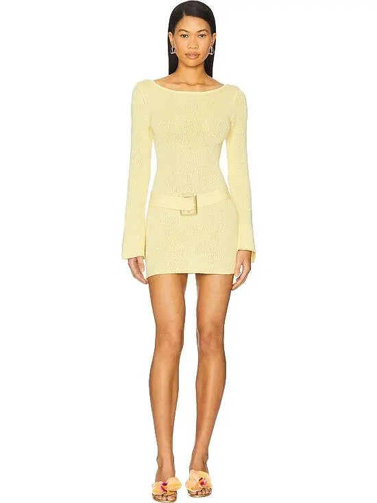 ASTA RESORT X Revolve Maya Long Sleeve Belted Dress - Yellow