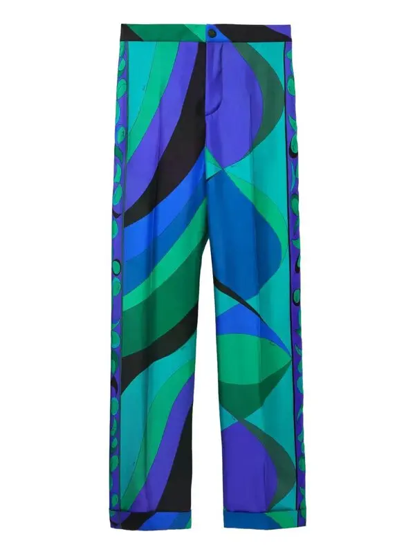 Emilio Pucci Pesci-patterned Wide-leg Trousers - Green