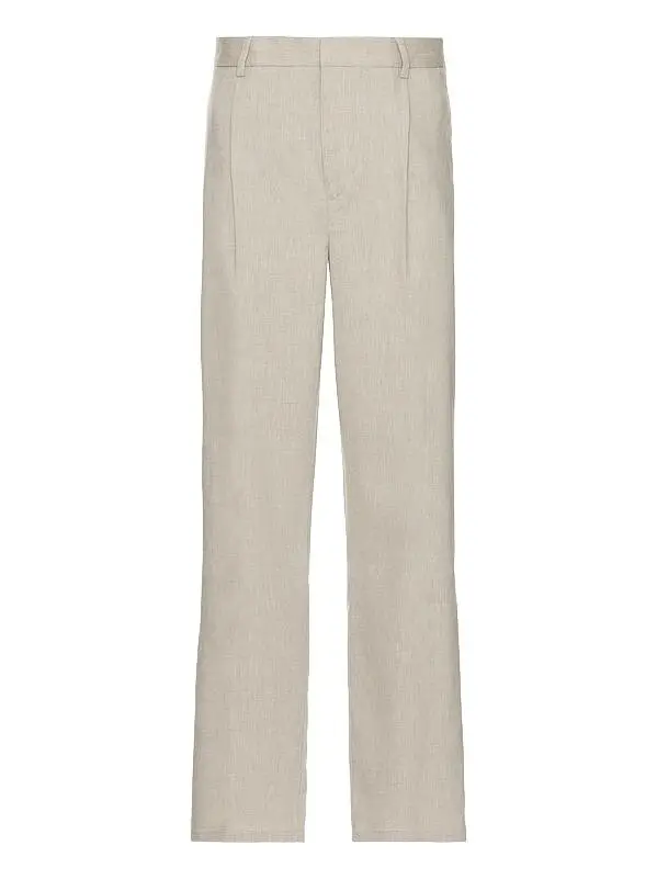 LES DEUX Reece Pleated Slub Suit Pants - Light Sand