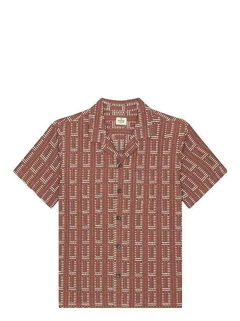 Marine Layer Dobby Resort Shirt In Burgundy - Withered Rose