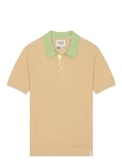 Scotch & Soda Structured Polo In Brown - Soft Camel
