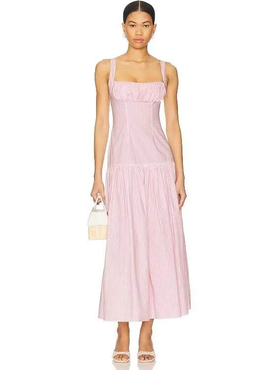ROWEN ROSE Drop Waist Dress - Pink & White