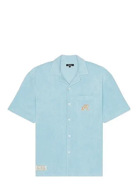 MALBON Bosco Button Up Shirt In Baby Blue - Light Blue