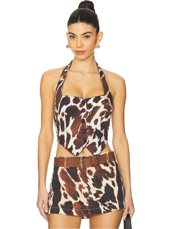 WeWoreWhat Halter Vest - Cowhide