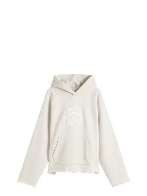 ABOUT:BLANK Monogram Cut-off Hoodie - Grey Marl