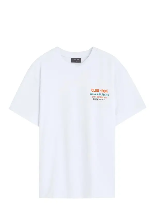 CLUB 1984 Elvissa Palm Printed Cotton T-shirt - White