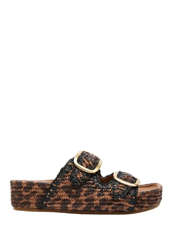 LOEFFLER RANDALL Theo Raffia Sliders - Leopard