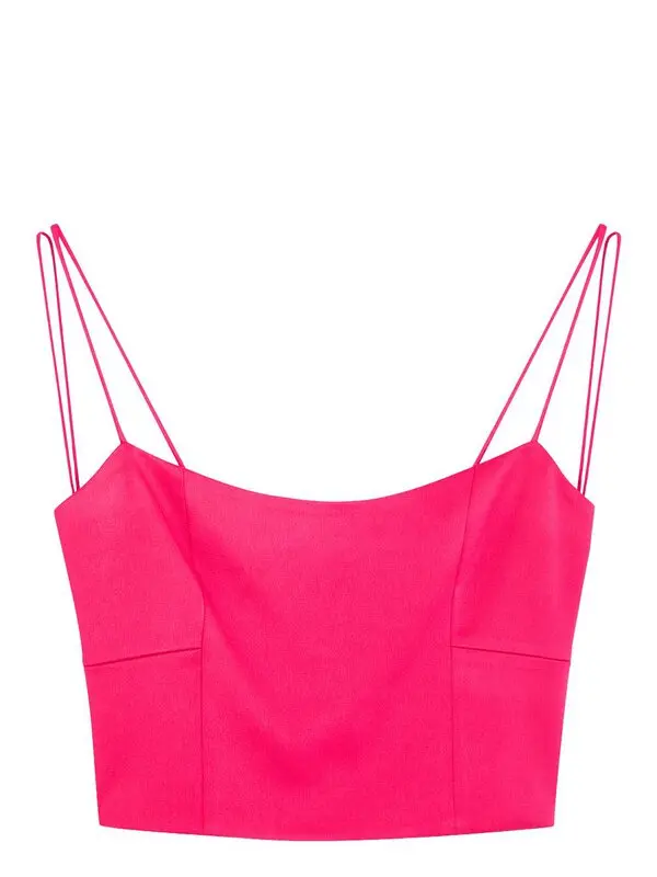 Alice + Olivia Saylor Bustier Satin Top - Dark Pink