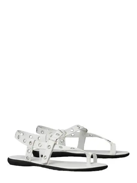 Tory Burch Eyelet Toe Ring Sandal - Cloud / Silver