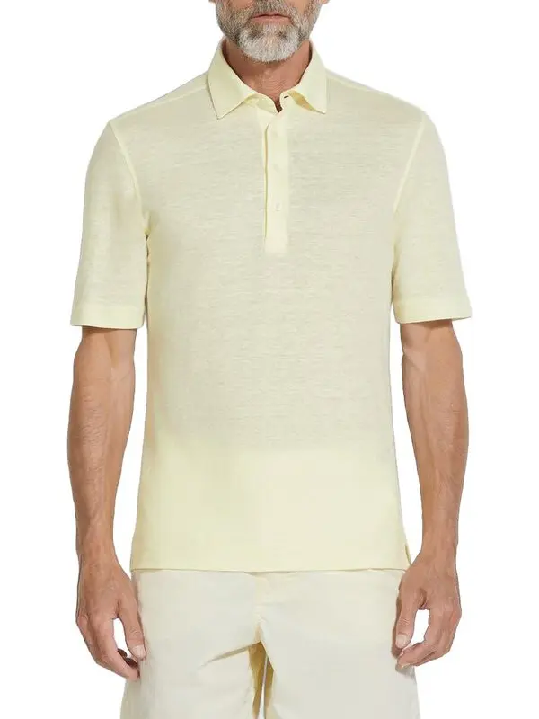 Zegna Linen Polo - Light Yellow Solid