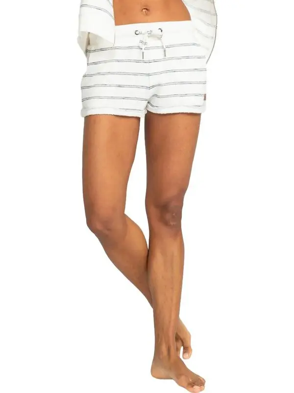 Roxy Striped Cotton-blend Terry Shorts - Snow White