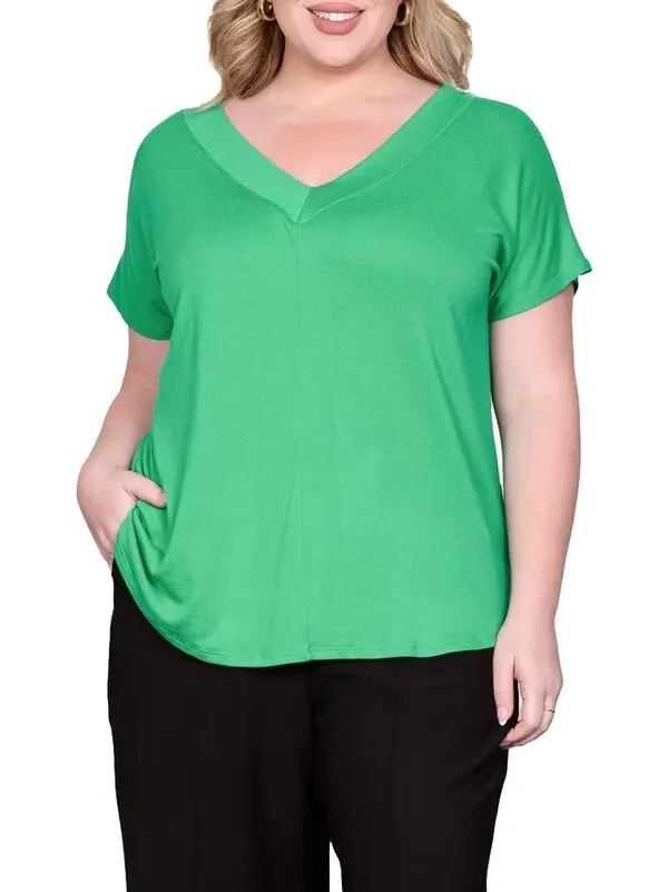 STANDARDS & PRACTICES V-neck Dolman Top - Green