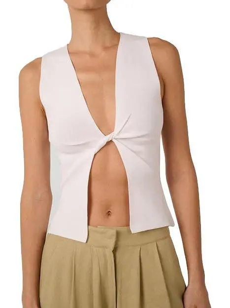 WeWoreWhat Twist Front Flyaway Tank - White