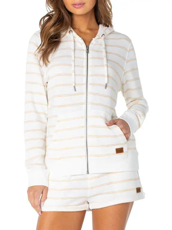 Roxy Striped Lightweight Zip Up Hoodie - Curry