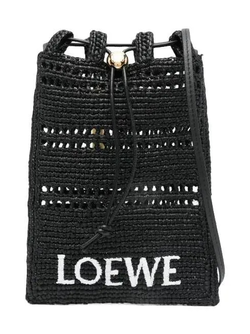 Loewe Interwoven Design Cross Body Bag - Black