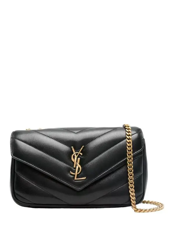 Saint Laurent Small Loulou Logo Shoulder Bag - Black