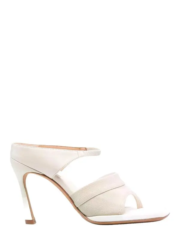 Sportmax 100mm Thong-strap Leather Sandals - White