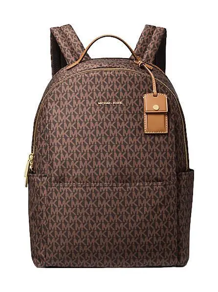 Michael Kors Large Printed Signature Logo Backpack - Brown