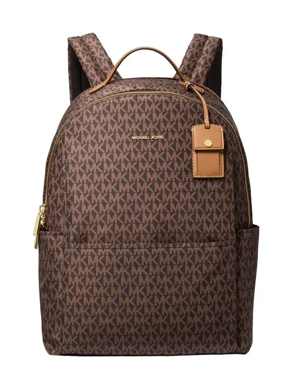 Michael Kors Sable Large Printed Signature Logo Backpack - Brown