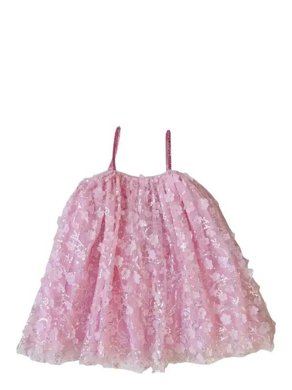 LOLA + THE BOYS Beaded Daisy Gem Tank Dress - Pink
