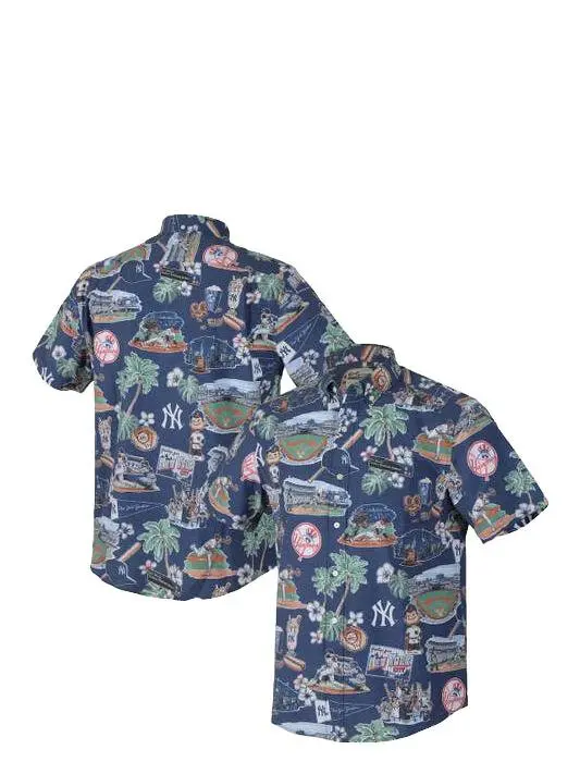 Reyn Spooner New York Yankees Scenic Tri-blend Button-down Shirt - Navy