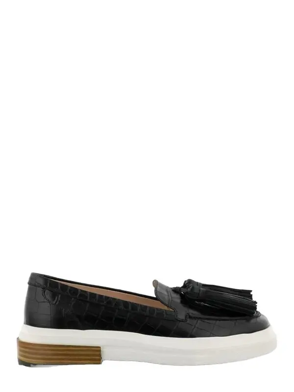 TOD'S Crocodile-embossed Loafers - Black