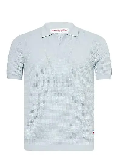 Orlebar Brown Roddy Open Mesh-stitch Woven Polo Shirt - Light Sky Pool