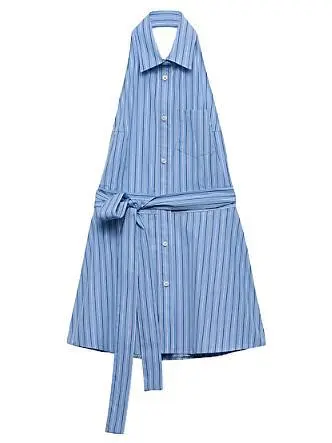 Prada Cotton-poplin Mini Shirt Dress - Light Blue