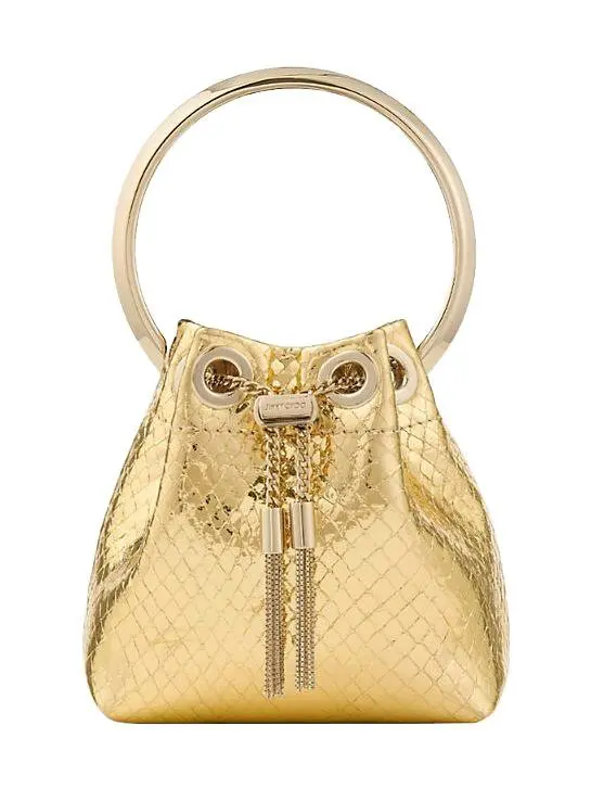 JIMMY CHOO Micro Bon Bon Metallic Leather Bag - Gold/light Gold