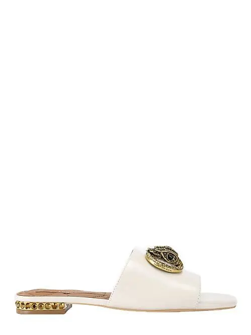 Kurt Geiger Patent Leather Flat Sandals - Bone
