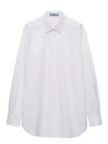 Prada Triangle-logo Oversized Cotton Shirt - White