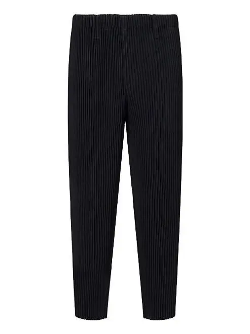 Issey Miyake Basics Straight-leg Pleated Knit Trousers - Black