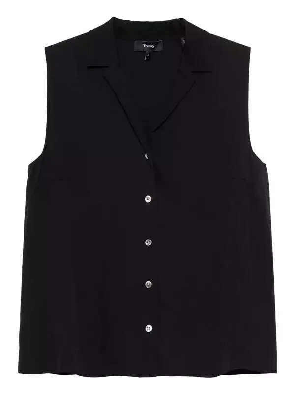 Theory Sleeveless Silk Shirt - Black