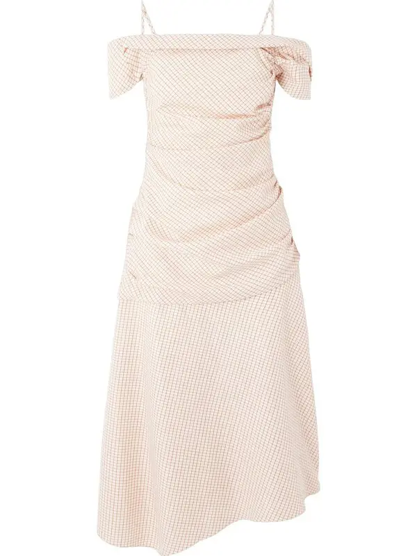 LIBEROWE Accordion Asymmetric Midi Dress - Orange