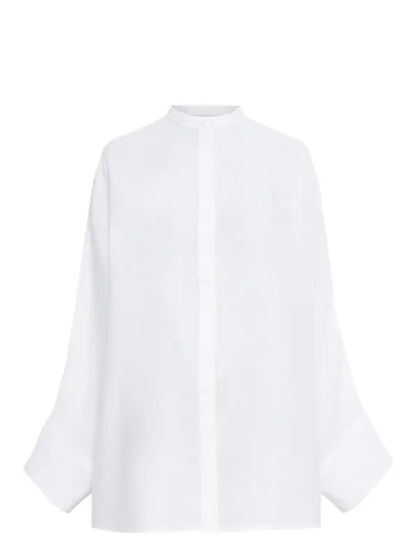 Gabriela Hearst Everett Oversized Shirt In Aloe Linen - White