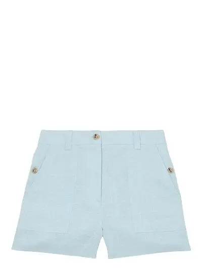 REISS Ashby Wide-leg Linen Shorts - Light Blue