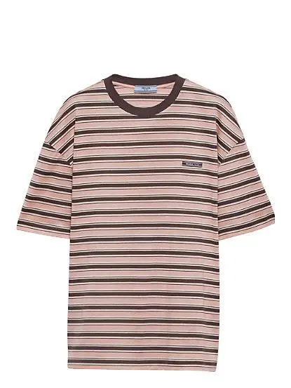 Prada Striped Cotton-jersey T-shirt - Pink