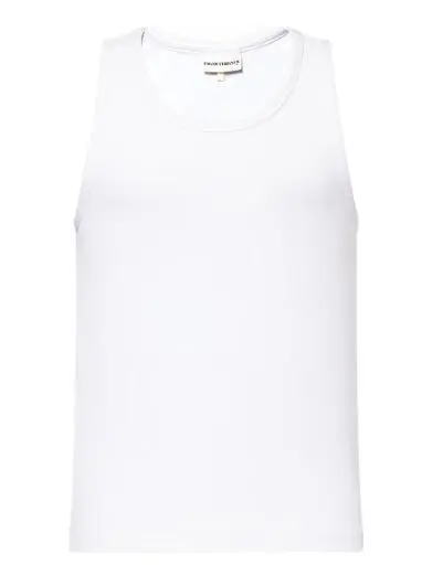 THE COUTURE CLUB Logo-embroidered Ribbed Stretch-woven Vest Top - White