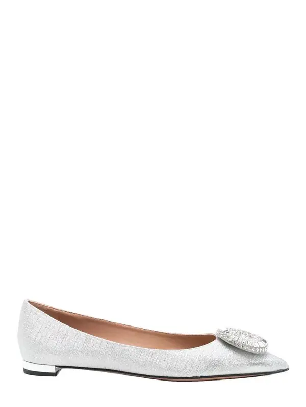 AQUAZZURA Crystal Hoop Ballerinas - Silver