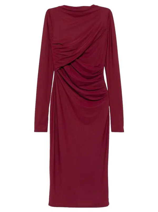 AMAZUIN Francis Burgundy Midi Dress - Red