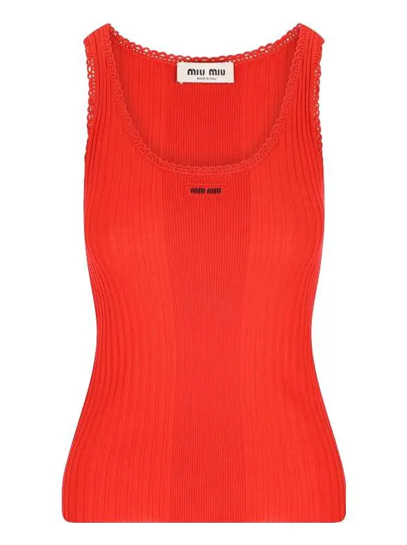 Miu Miu Ribbed Wool Camisole - Red
