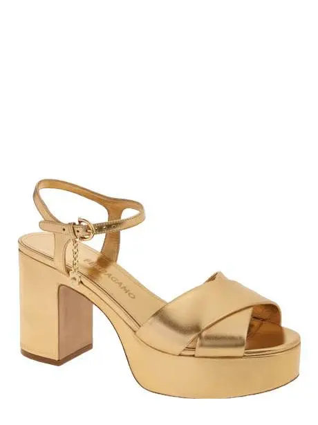 FERRAGAMO Savia Platform Sandals - Gold