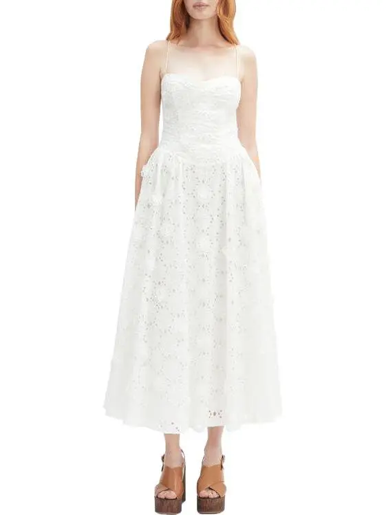 Bardot Estie Broderie Anglaise Cotton Maxi Dress - Orchid White